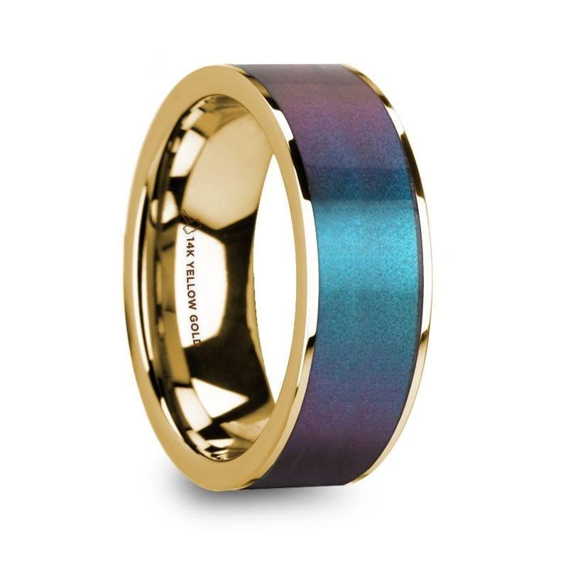 EUGEN Blue/Purple Color Changing Inlaid 14k Yellow Gold Ring - 8mm ...