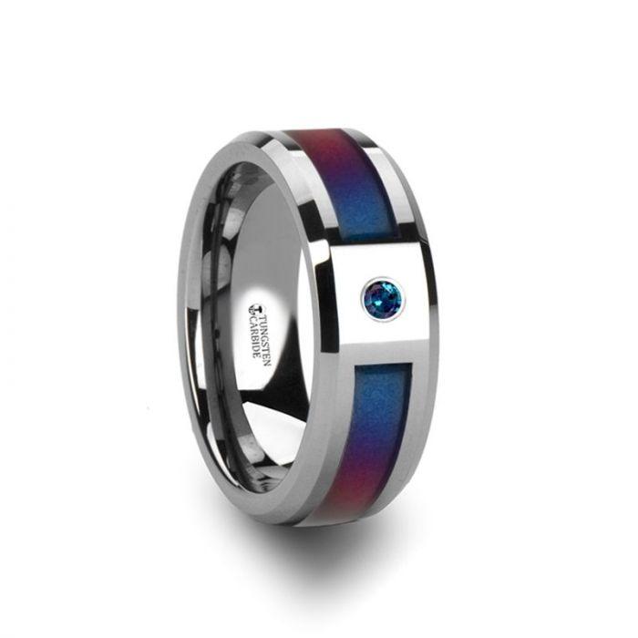 CERULEAN Tungsten Wedding Band Blue Purple Color Changing Alexandrite ...
