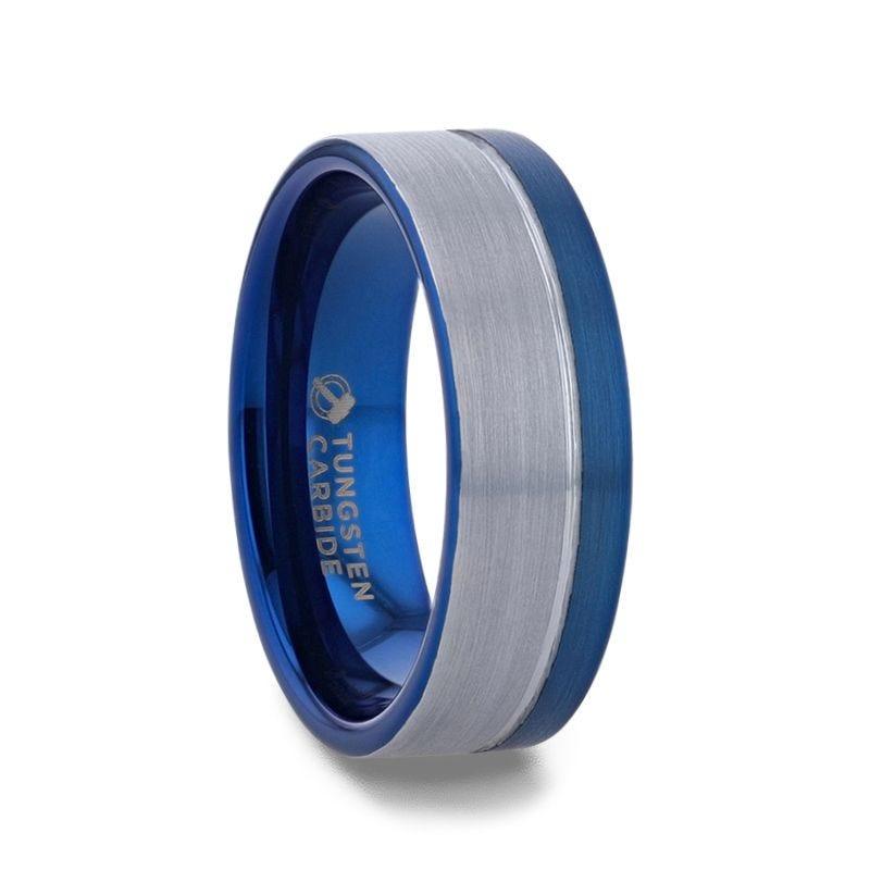 ATLANTIC Duo Color Brushed Tungsten Band With Blue Ion Plating - 8mm ...