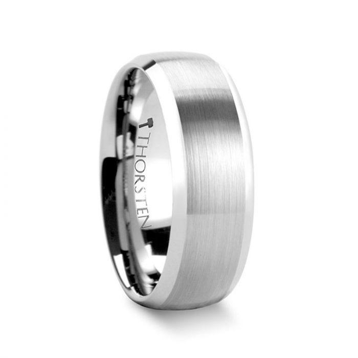 POLARIS Domed Brushed Tungsten Ring with Polished Bevels - 6mm or 8mm ...