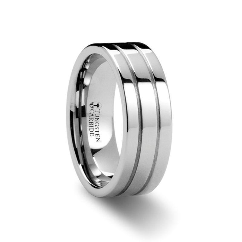 OTTAWA Tungsten Carbide Ring With Grooves - 8mm – RingMen Jewelry