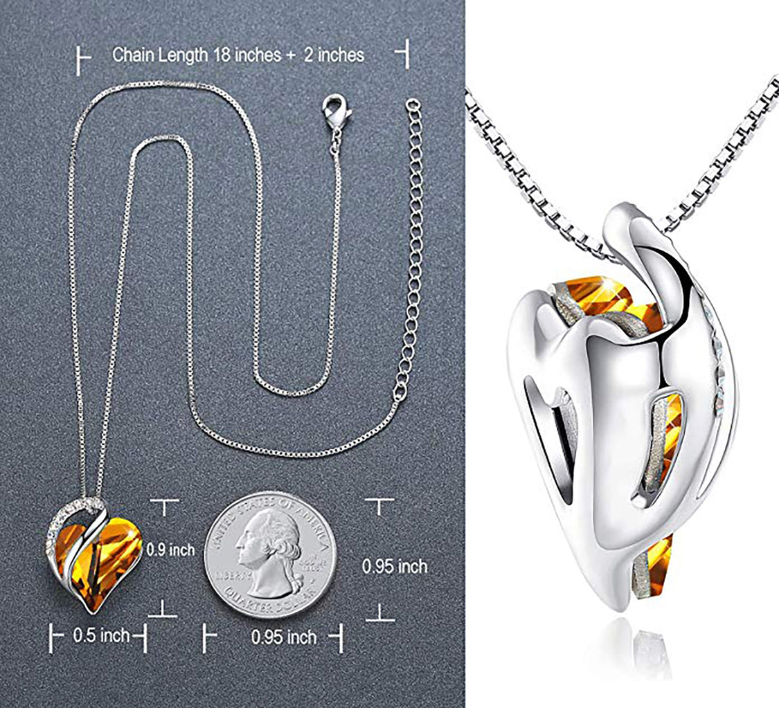 Infinity Amber Brown November Love Heart Pendant Necklace Made with Sw ...