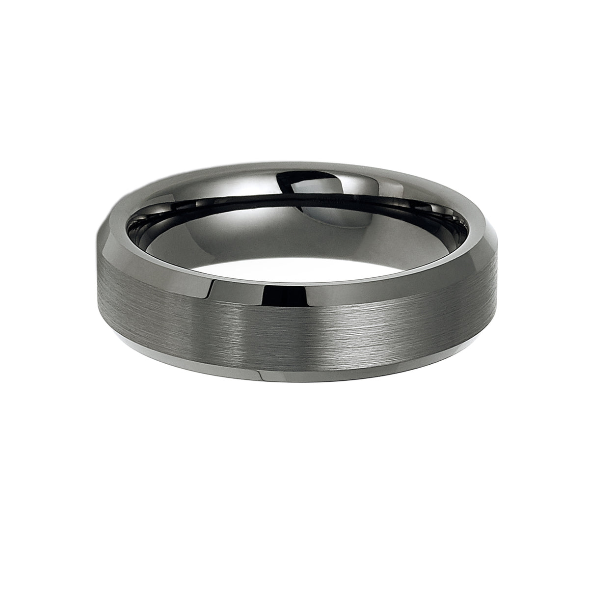6mm Gun Metal Tungsten Carbide Wedding Band with Beveled Edges| RingMen ...