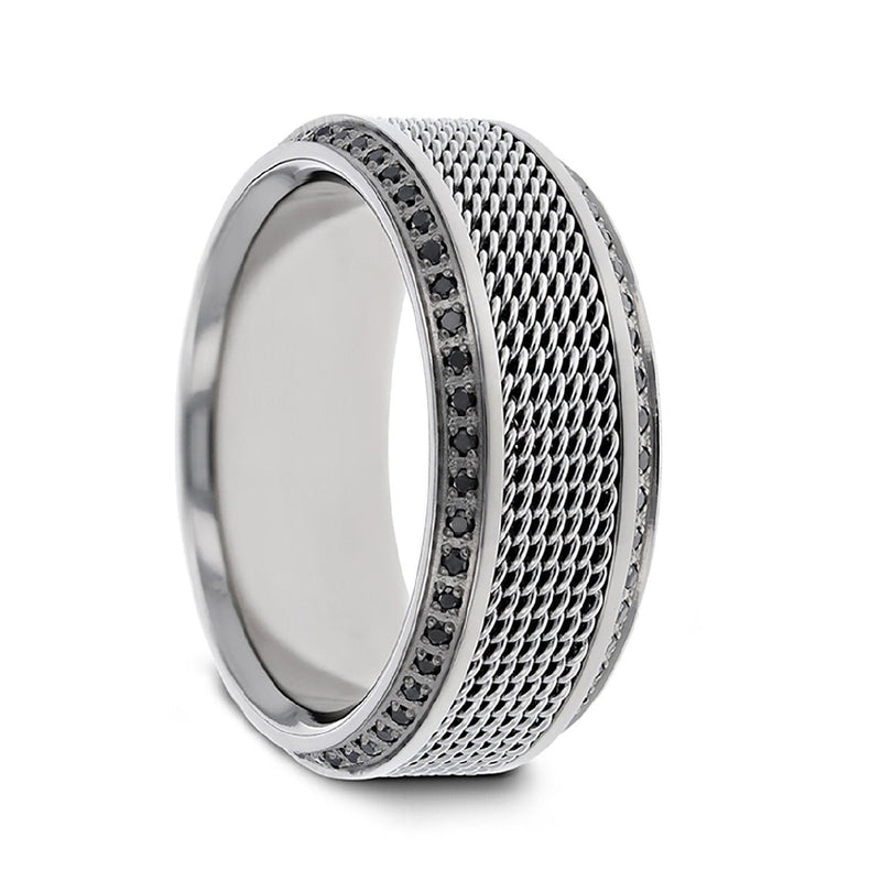 GAUNTLET Steel Chain Titanium Wedding Ring Polished Beveled Edges Set ...